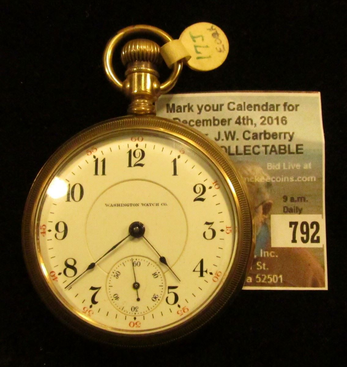 "Washington Watch Co.", Lever set, Open-face, "Senate" 17 Jewels ...