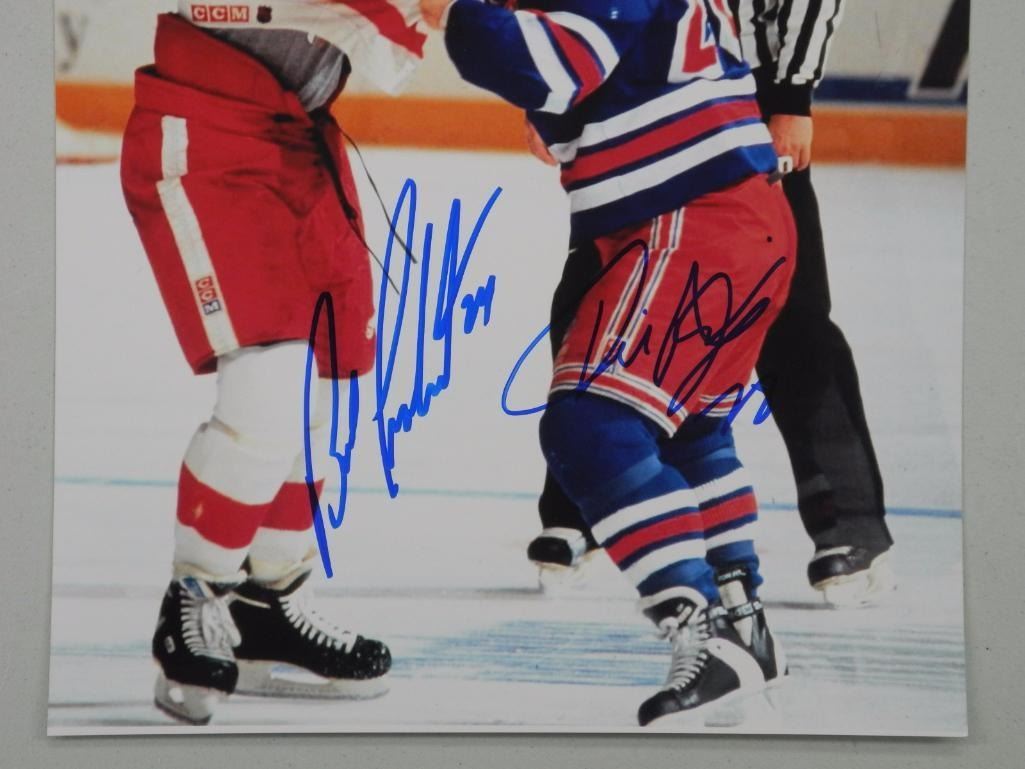 Bob Probert vs. Tie Domi - Historic Fight, Rare Dual Signed 8x10 Photo.