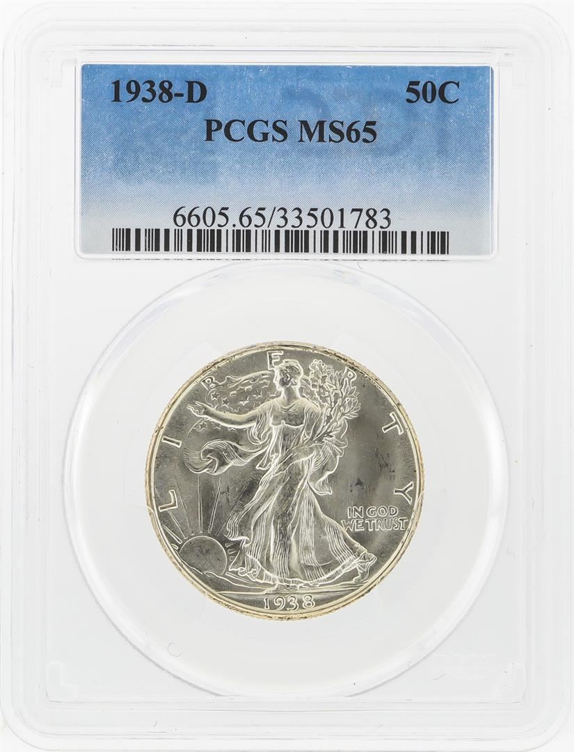 1938-D Liberty Walking Half Dollar Coin PCGS Graded MS65
