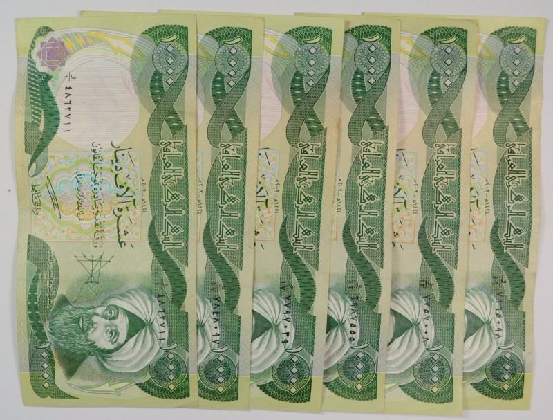 6 x 10000 IRAQI DINAR NOTES OFFICIAL CURRENCY OF IRAQ - NICE CIRC NOTES