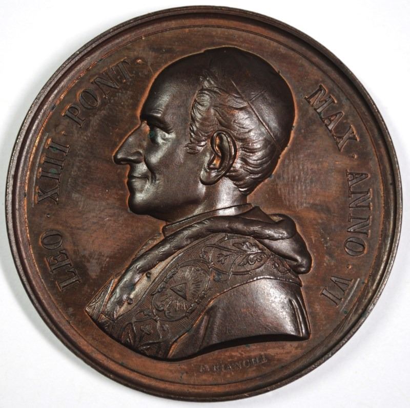 BRONZE PAPAL MEDAL POPE LEO XIII ANNO III