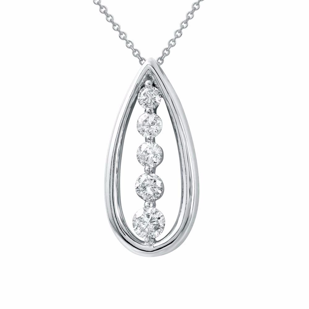 14KT White Gold Ladies Diamond Slider with Chain -# 10002