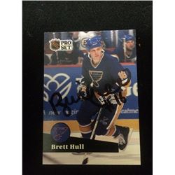 BRETT HULL AUTOGRAPHED NHL PRO DET HOCKEY CARD
