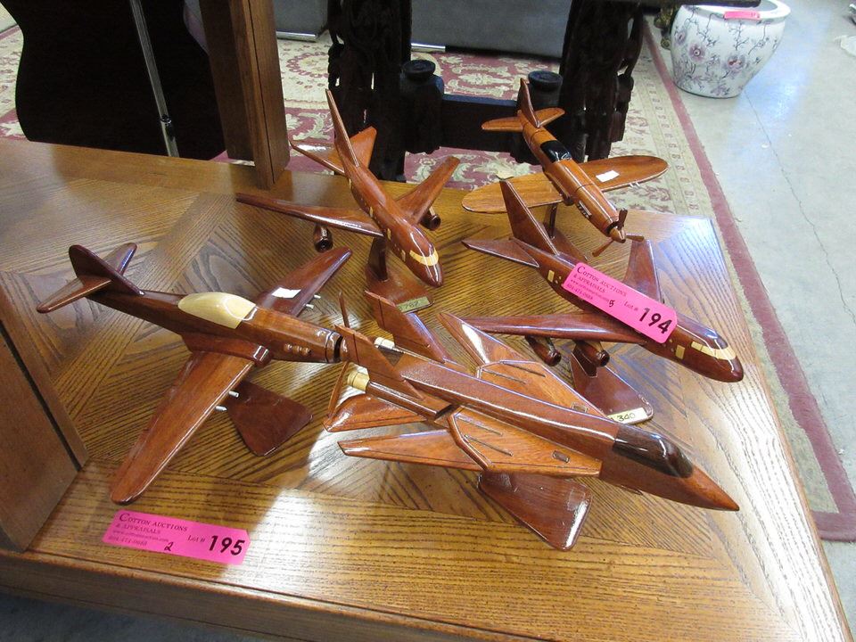 5 Carved wood airplane models