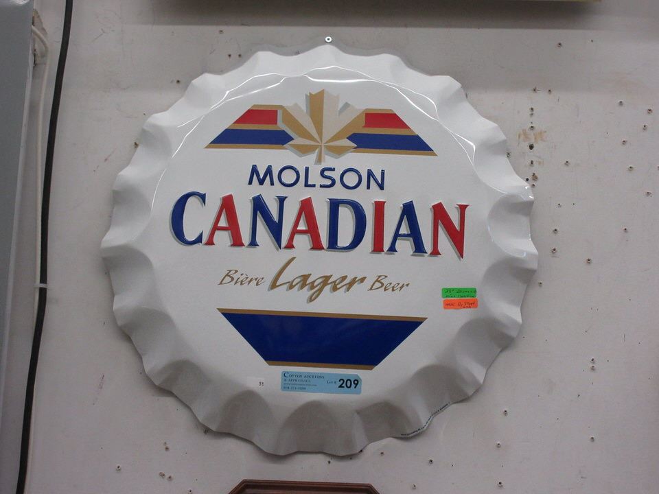 1980's Molson Canadian Metal Bottle Cap Sign
