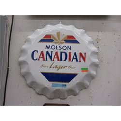1980's Molson Canadian Metal Bottle Cap Sign