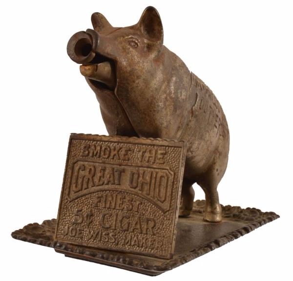 Joe Wiss Maker Cast Iron Pig Cigar Cutter