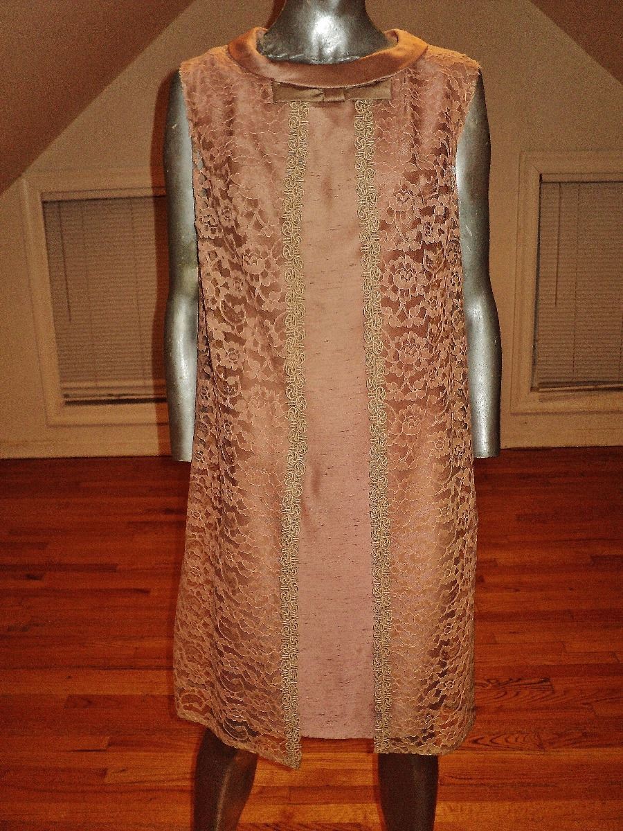 Vintage 1960 Violet sheath shantung dress with lace & ribbon attached ...