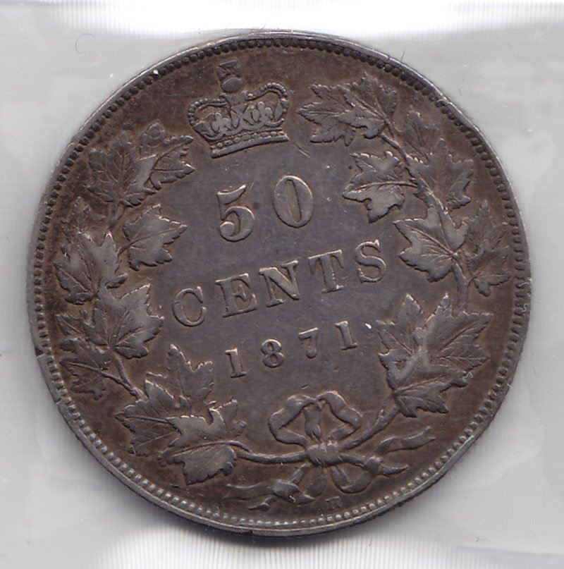 1871 H Canada ICCS Graded Silver 50-Cent Half Dollar Coin - VF-30