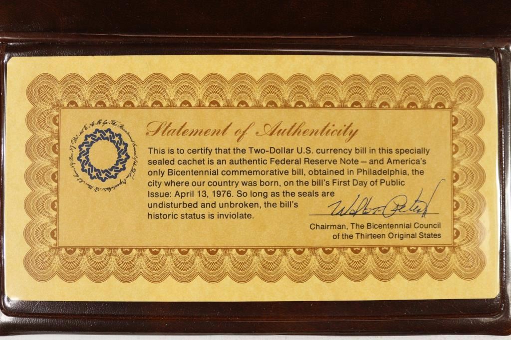 1976 US $2 BICENTENNIAL COMMEMORATIVE BILL