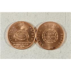 2 PATRICK MINT 1/2 OZ. .999 COPPER ROUNDS RED BU