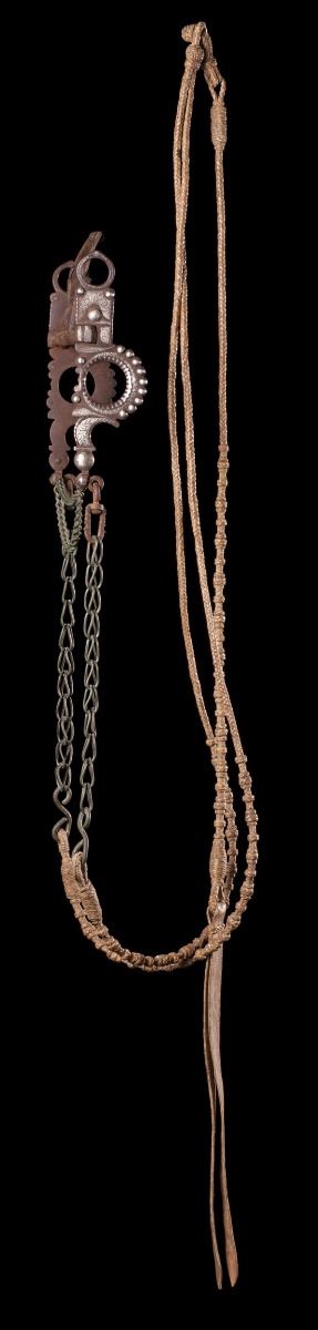 Early California Spade Bit with Braided Rawhide Reins
