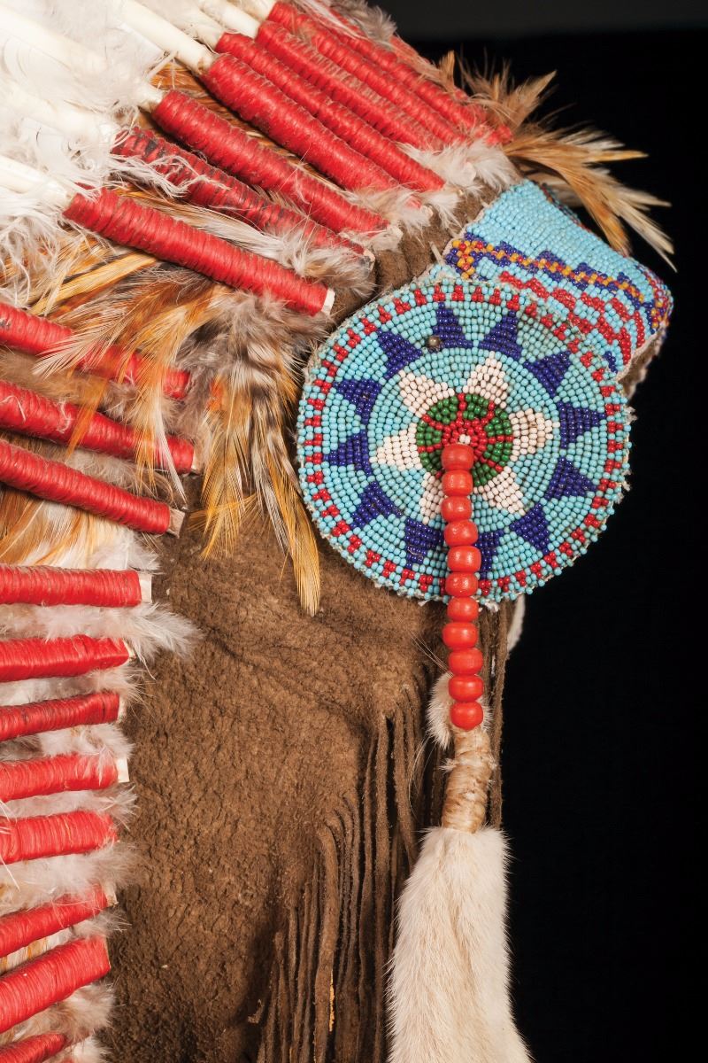 Contemporary Turkey Feather Replica Headdress with Stand