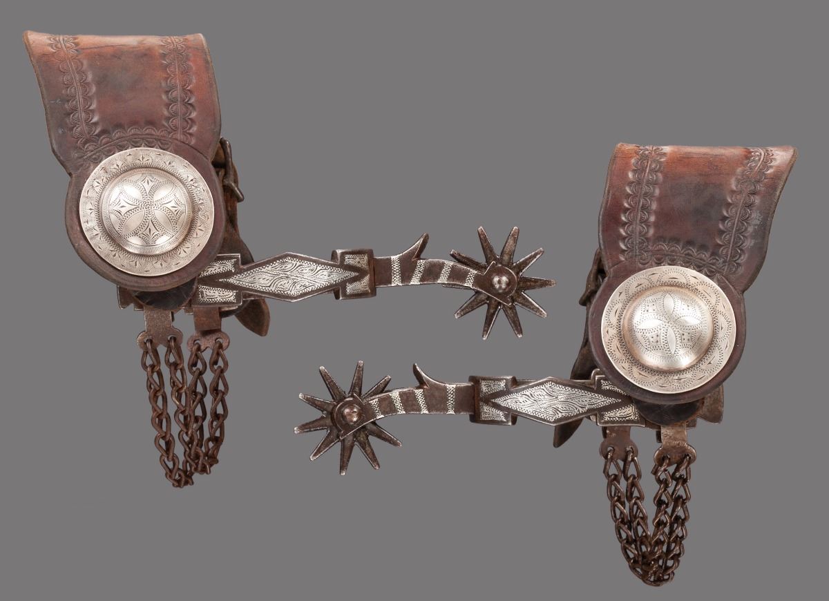 California Silver Inlaid Diamond Spurs