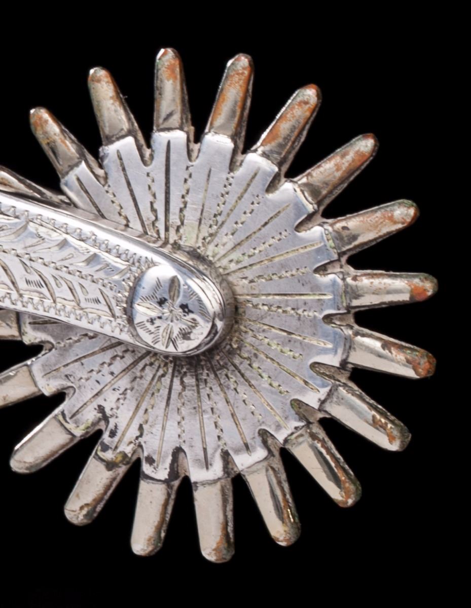 Crockett Stainless Parade Spurs with Fancy Straps