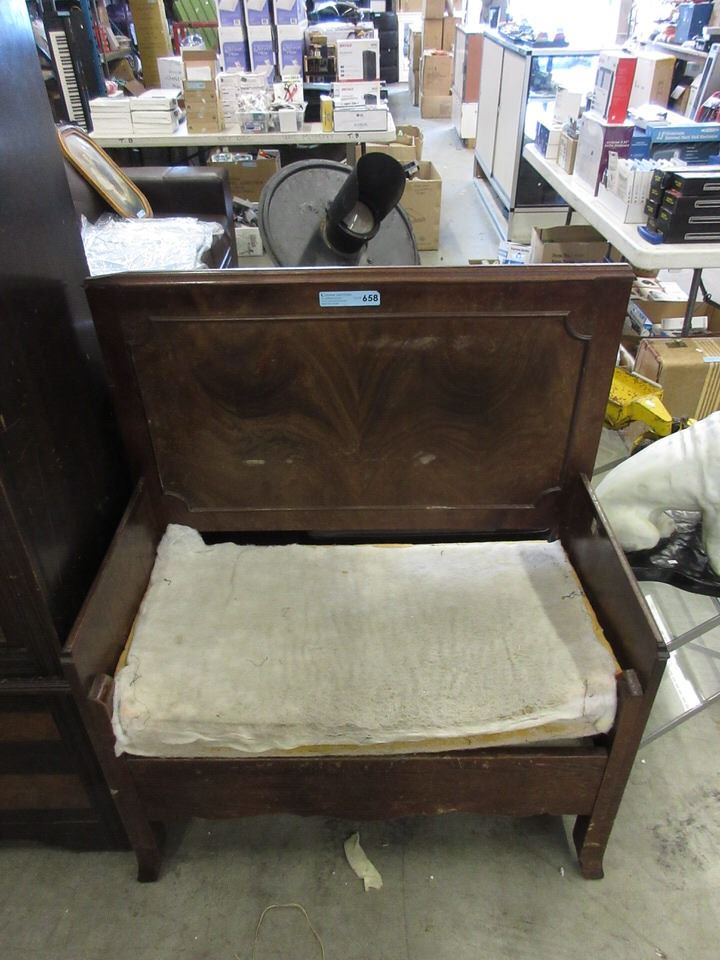 Vintage tall back hall bench