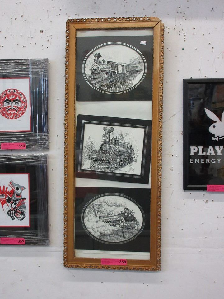 Framed set of 3 Steve Carter train prints