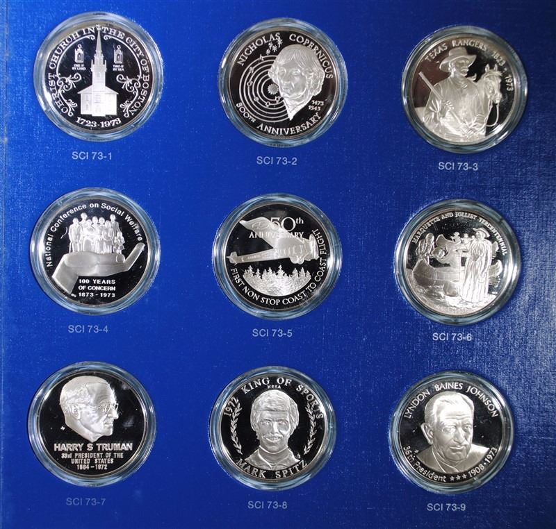 1973 FRANKLIN MINT SET OF 18 .925 SILVER PROOFS IN ALBUM, STERLING ...
