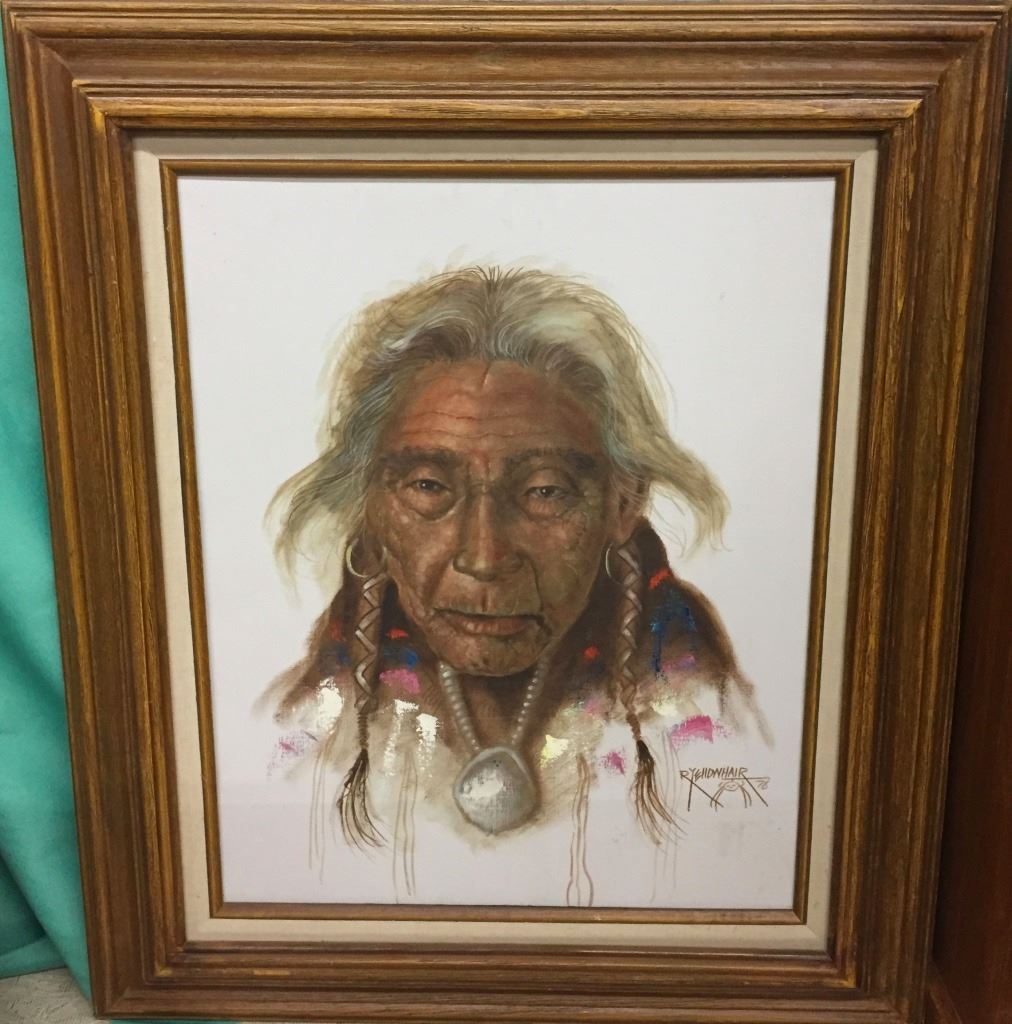 Early Robert Yellowhair Oil Painting