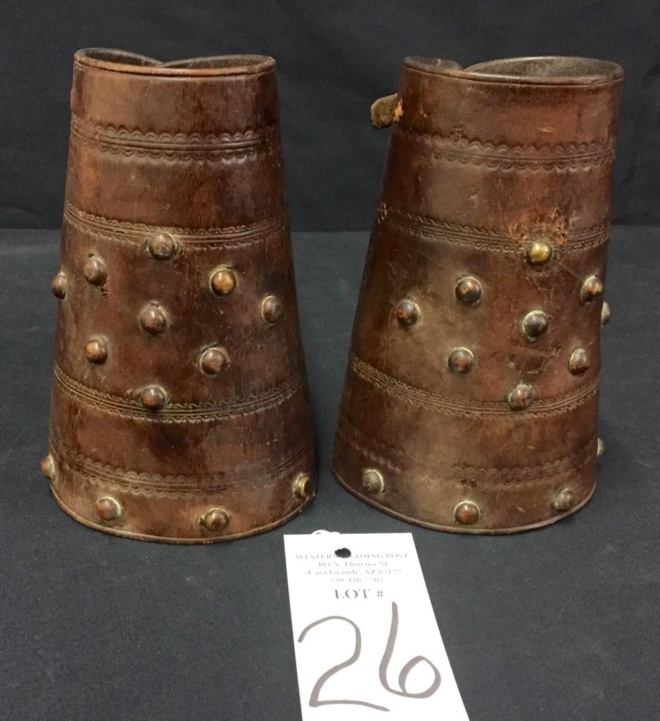 Antique Leather Studded Cowboy Cuffs