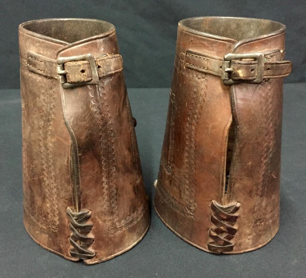 Antique Leather Studded Cowboy Cuffs