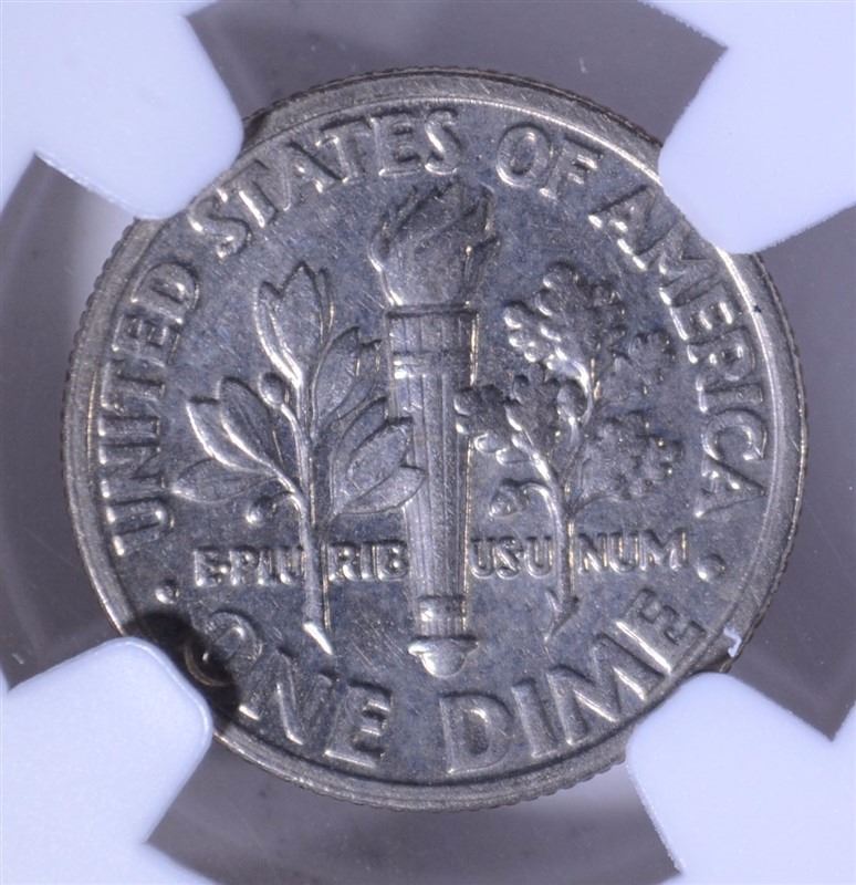 ROOSEVELT CLAD DIME NGC MINT ERROR ( OBVERSE STRUCK THRU, CAPPED DIE )