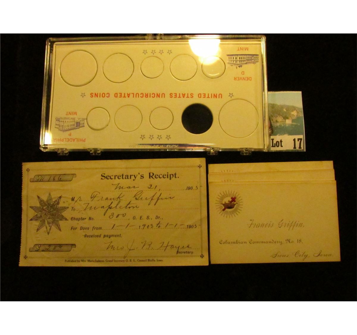 Grand Secretary Order of Eastern Star Secretary's Receipt from Mar. 21 ...