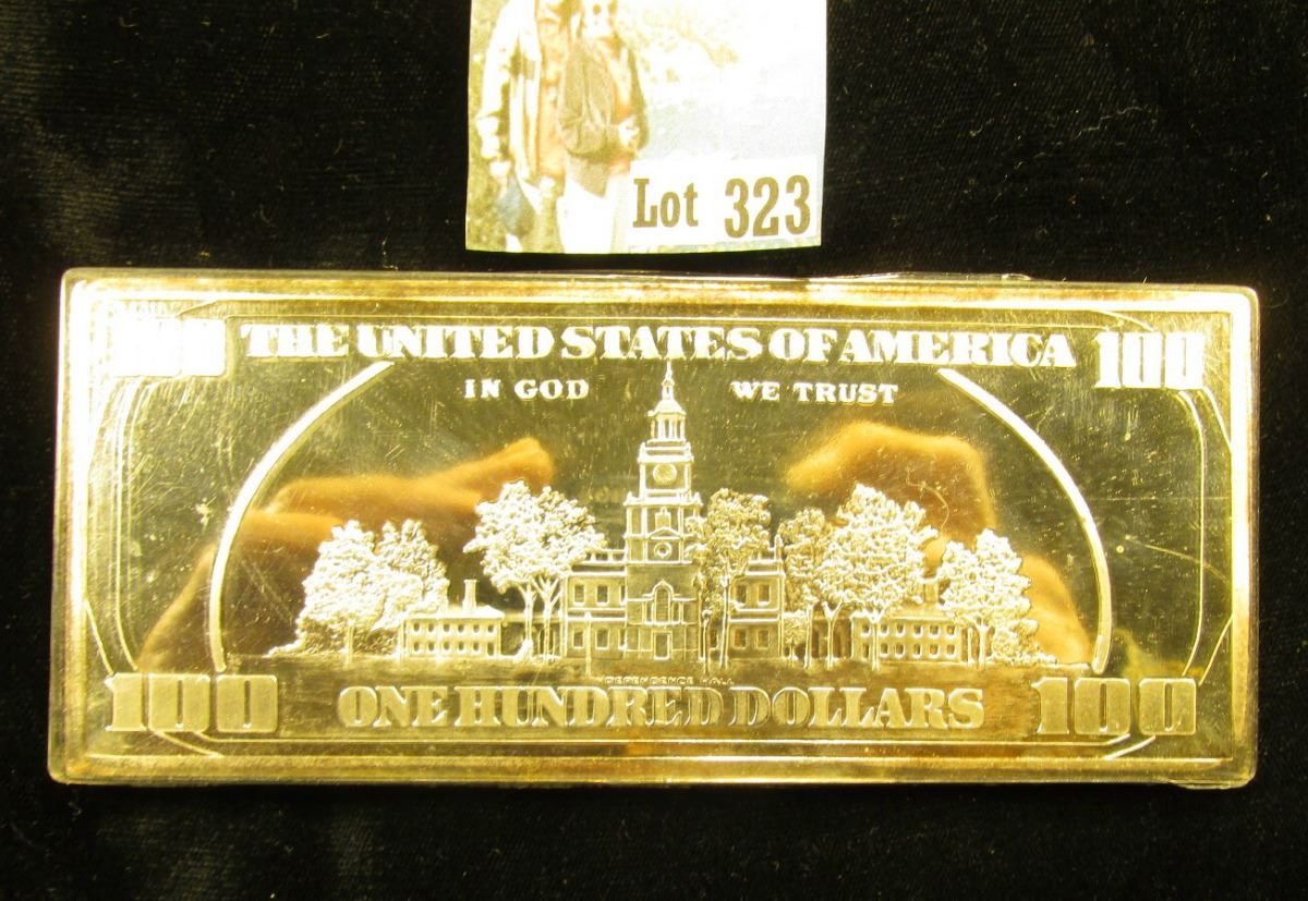1 Troy LB Silver Plated Copper Bar - 100 Dollar Bill design