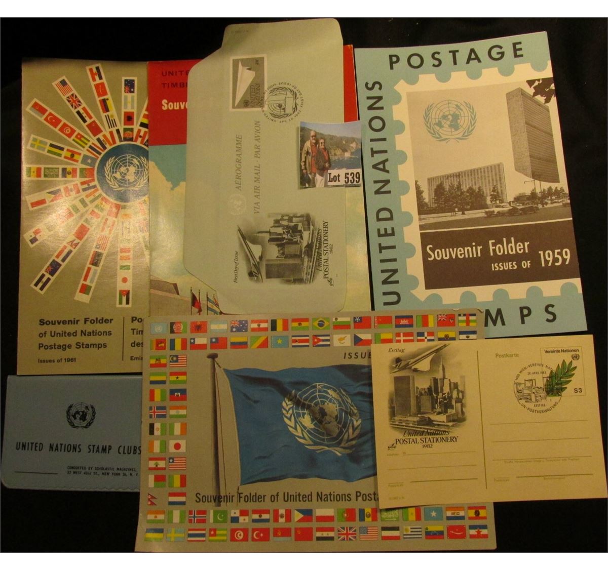 1959, 60, 61, & 62 Souvenir Folder of United Nations Postage Stamps ...