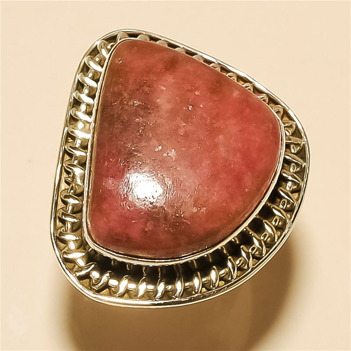 Rhodonite RING Solid Sterling Silver