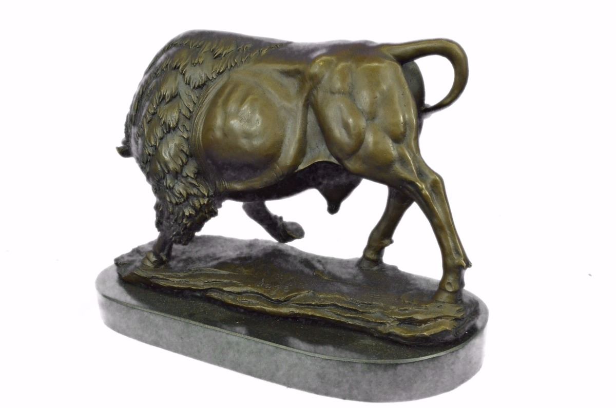 Animal edition American Buffalo Bison Art Deco Sculpture on Marble Base ...