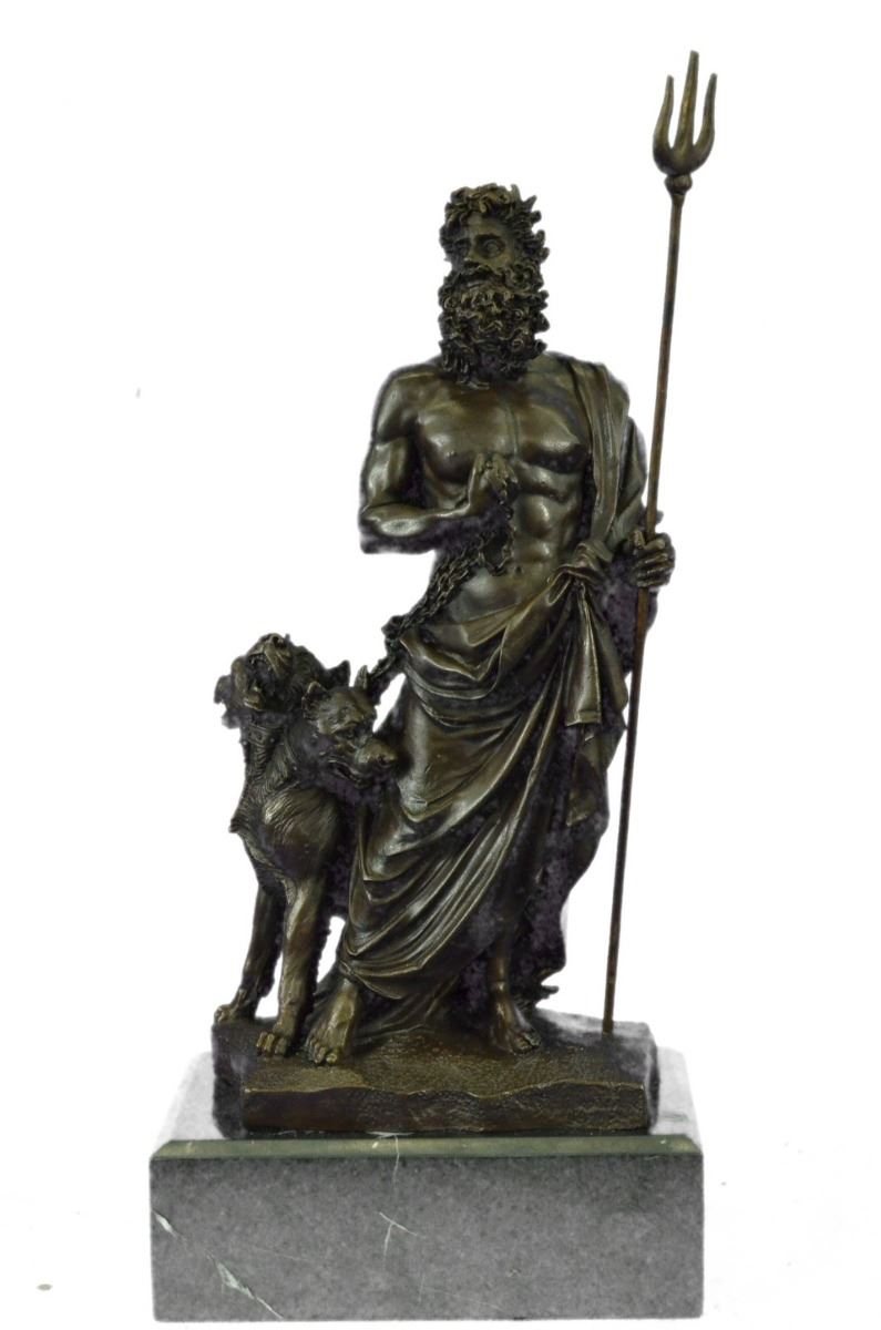 Zeus And Poseidon Brother Holding Dog Bronze Sculpture