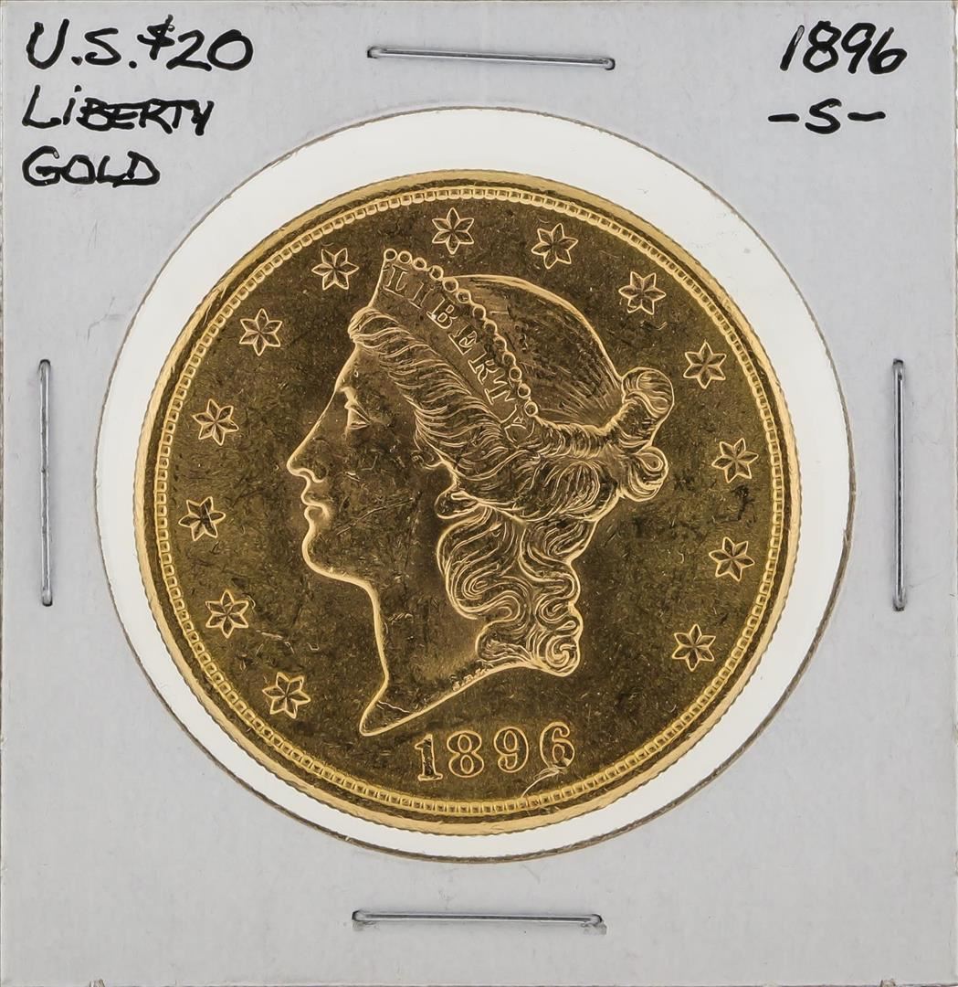 1896-S $20 Liberty Head Double Eagle Gold Coin