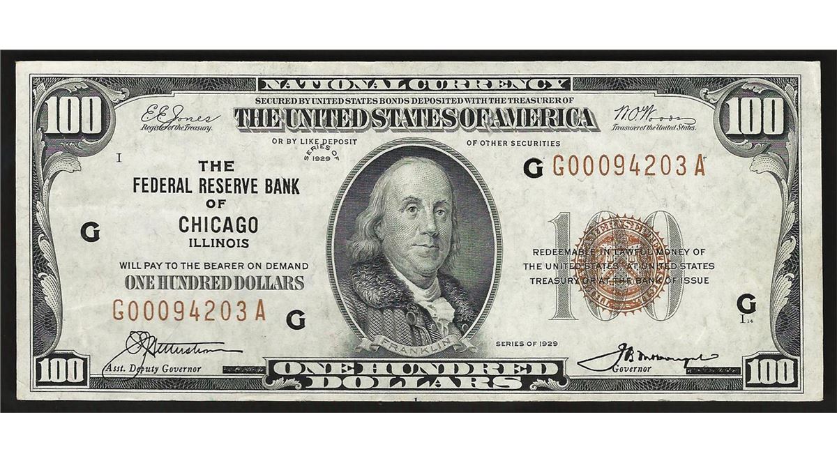 1929 $100 Federal Reserve Bank of Chicago Note