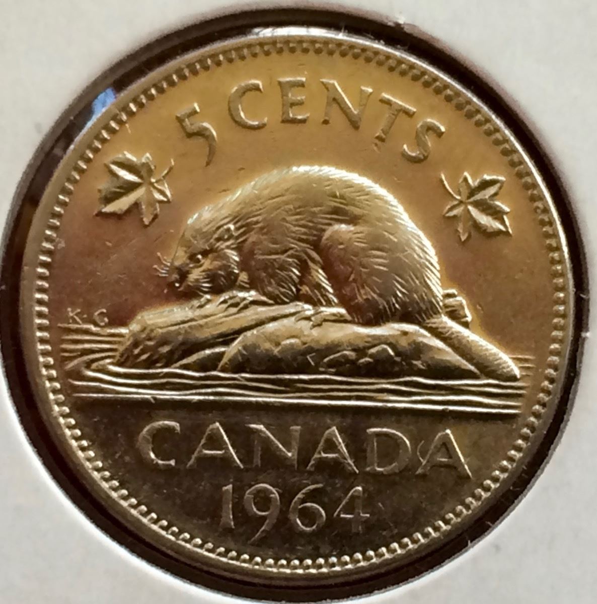 1964 Canada 5 Cents Extra Waterline Variety 1964 Canada 5 Cents Extra Waterline Variety