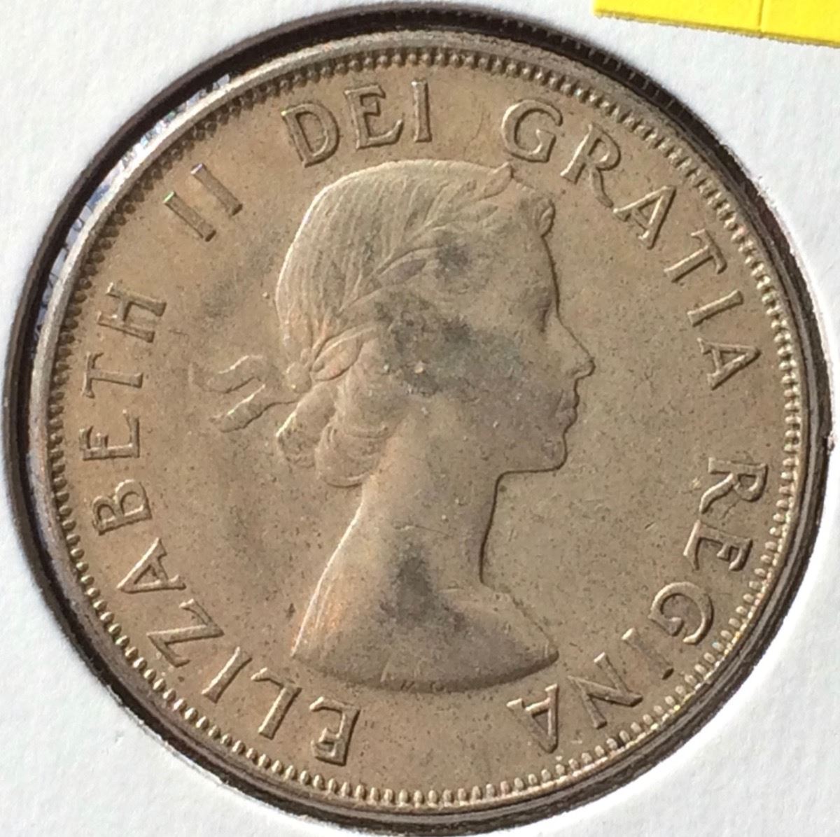 50 Cents Silver Canada 1953 Shoulder Fold Large Date