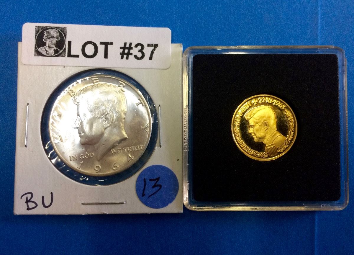 Gold and Silver Coin Duo: John F. Kennedy (22.11.1963) 3,44 gr 980/1000 ...