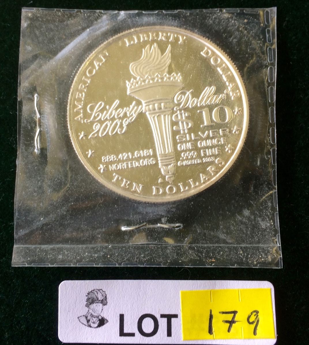USA: 2003 10$ Silver 1 Oz .999 Fine Liberty Dollar