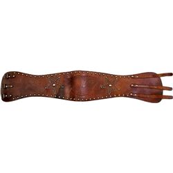 Large leather Heiser bronc belt with stamped