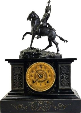 Antique Ansonia clock with bronze Indian warrior