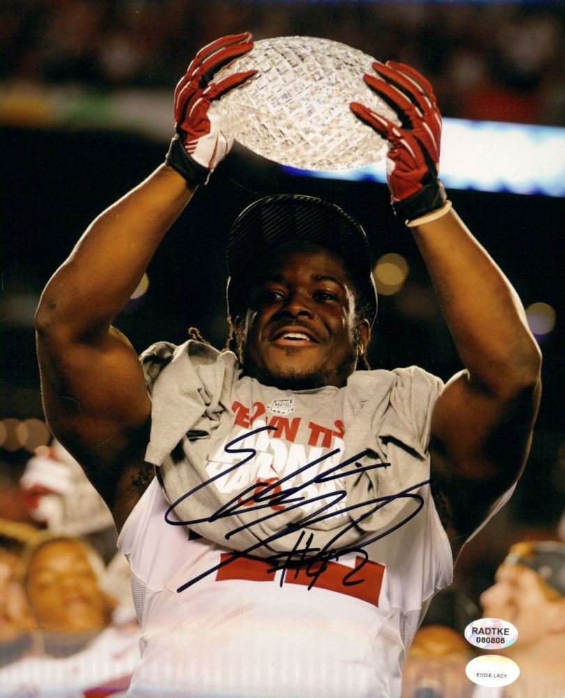 Eddie Lacy Signed Alabama 8x10 Photo (Radtke COA Lacy Hologram)