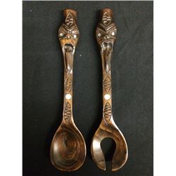 WOODEN NATIVE SERVING SPOONS