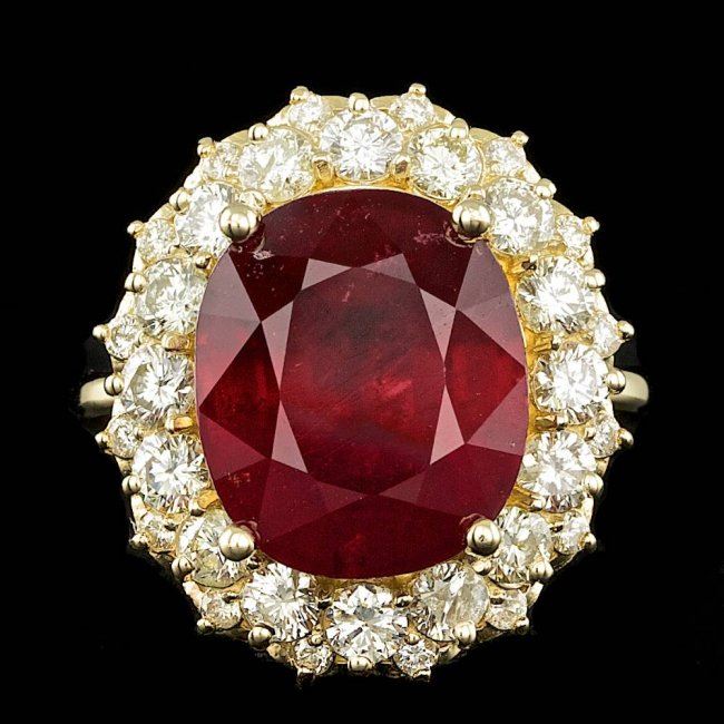 14k Yellow Gold 11.50ct Ruby 1.65ct Diamond Ring