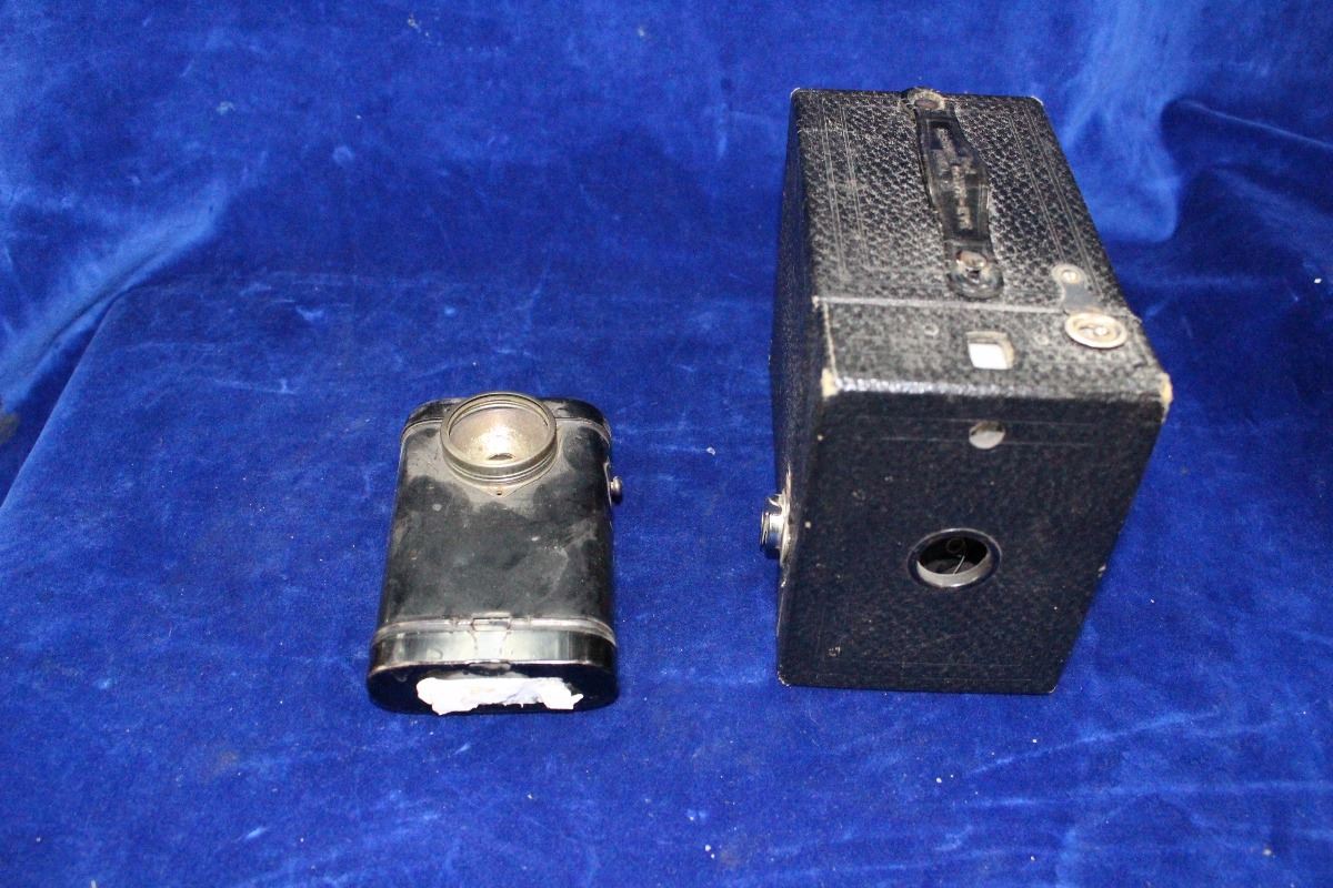Box Camera and Antique Flashlight