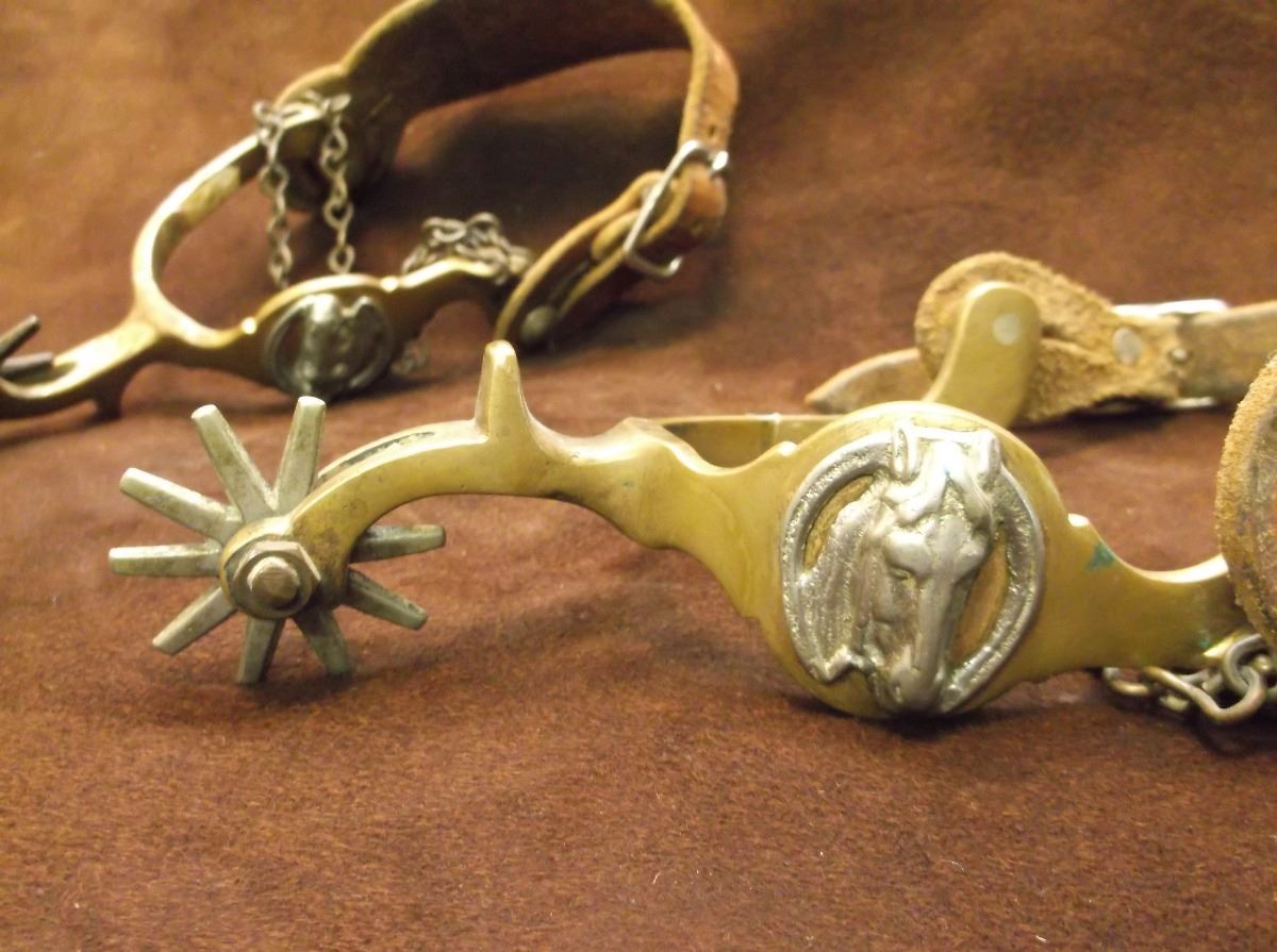 Star Marked Hercules Bronze Beurmann Spurs -Horseheads -Double Chains ...