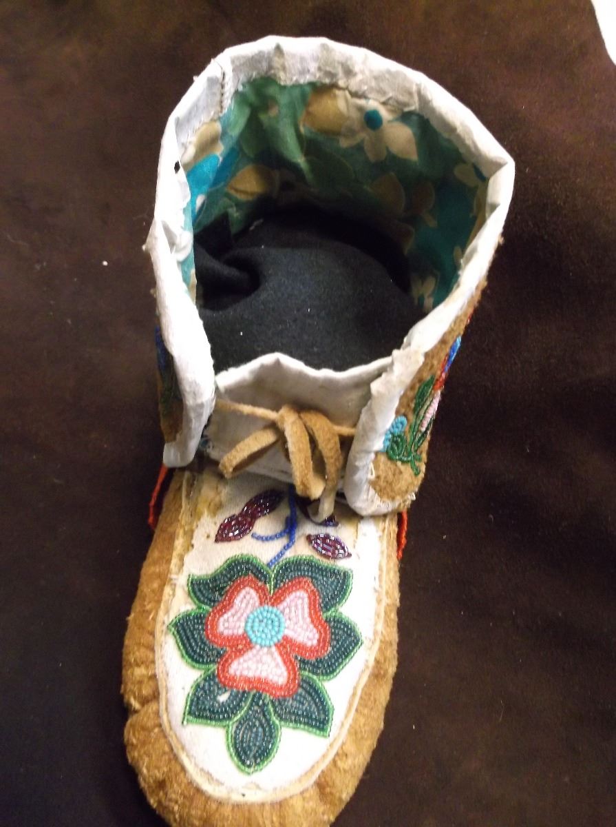 Cree Beaded High Top Moccasins 11"L