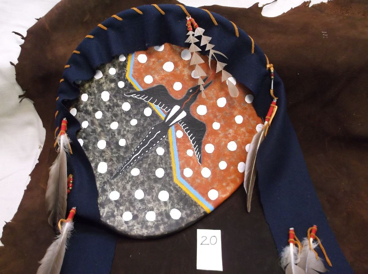 Elk Hide Brule Sioux Battle Shield, Hand Painted by Nighthawke 19”