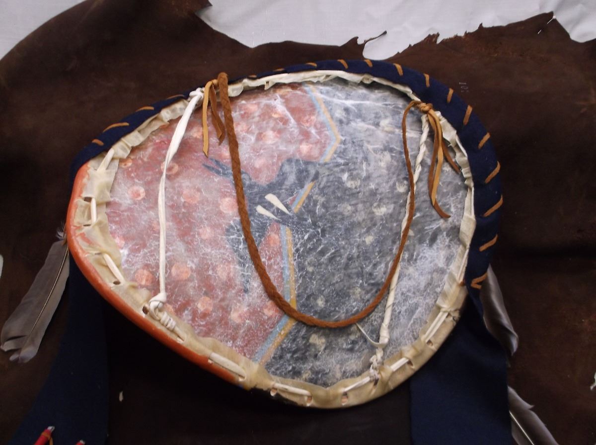 Elk Hide Brule Sioux Battle Shield, Hand Painted by Nighthawke 19”