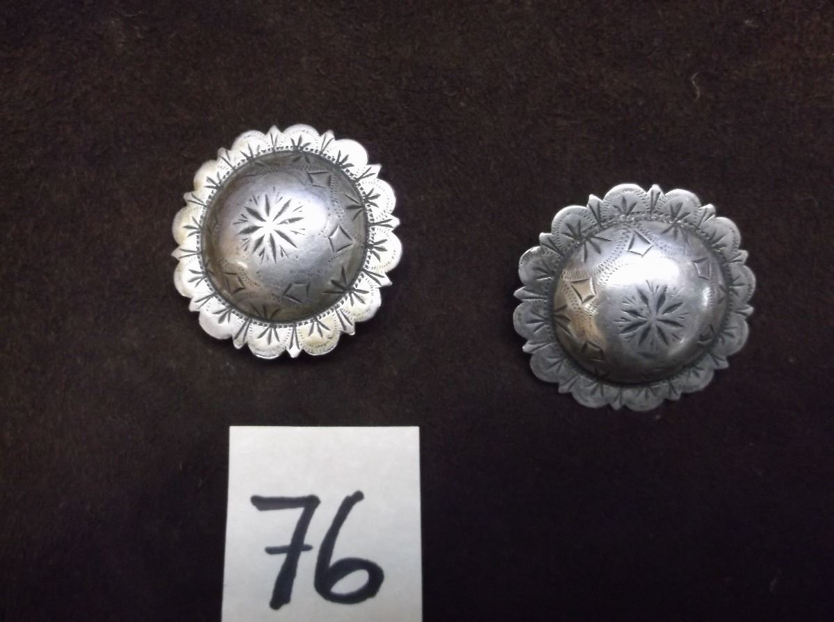 Marked Visalia Stock Saddle Co. SF, Sterling Silver Conchos -1.62”
