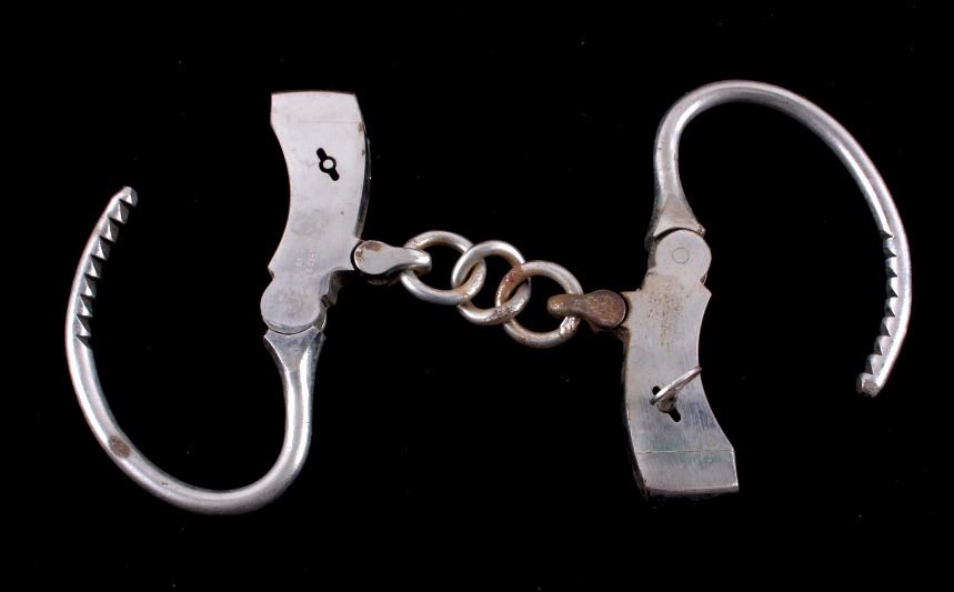 Antique Mattatuck Handcuffs w/ Box & Key
